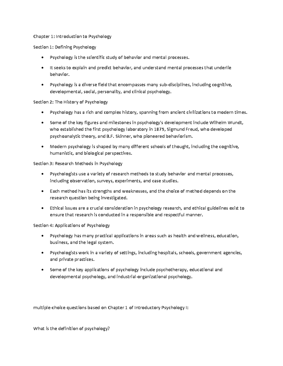 An Introduction to Psychology: Defining the Field, Its History, and ...