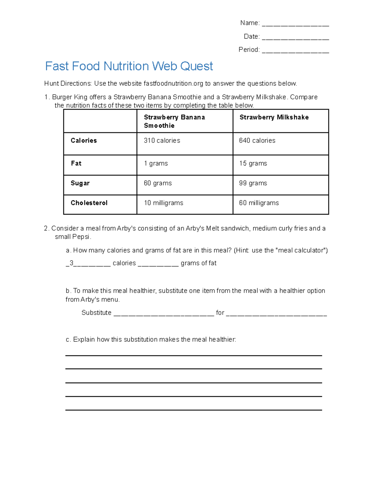 Inayah Lendow- Edmonson - Calorie Webquest - 2981458 - Name ...