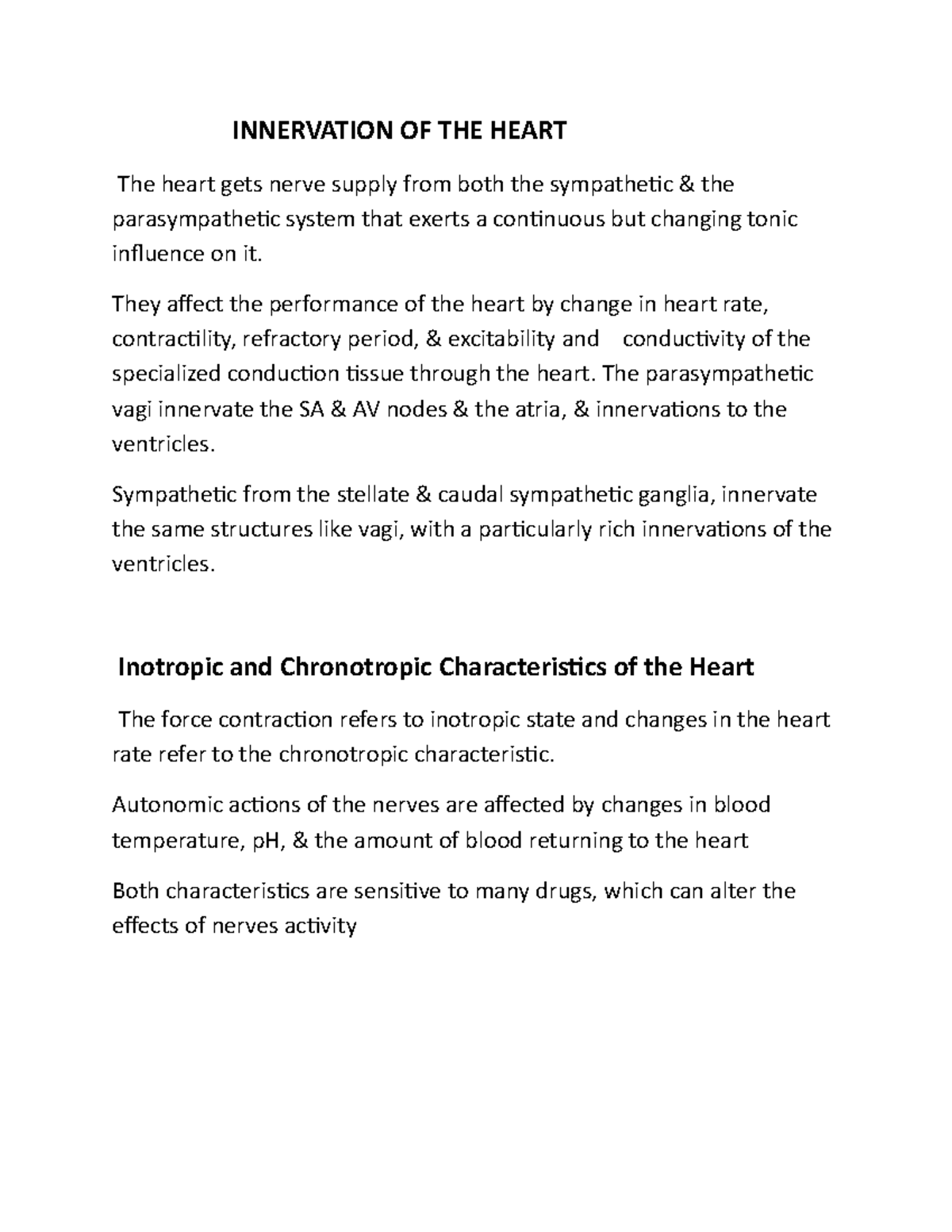 Innervation OF THE Heart - INNERVATION OF THE HEART The heart gets ...