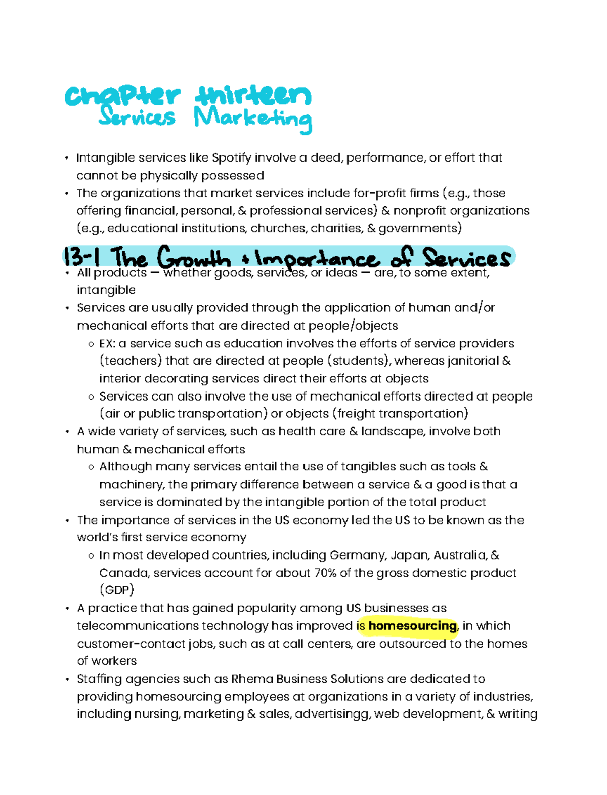 Services Marketing - Chapter 13 book notes - Chapter thirteen Services ...