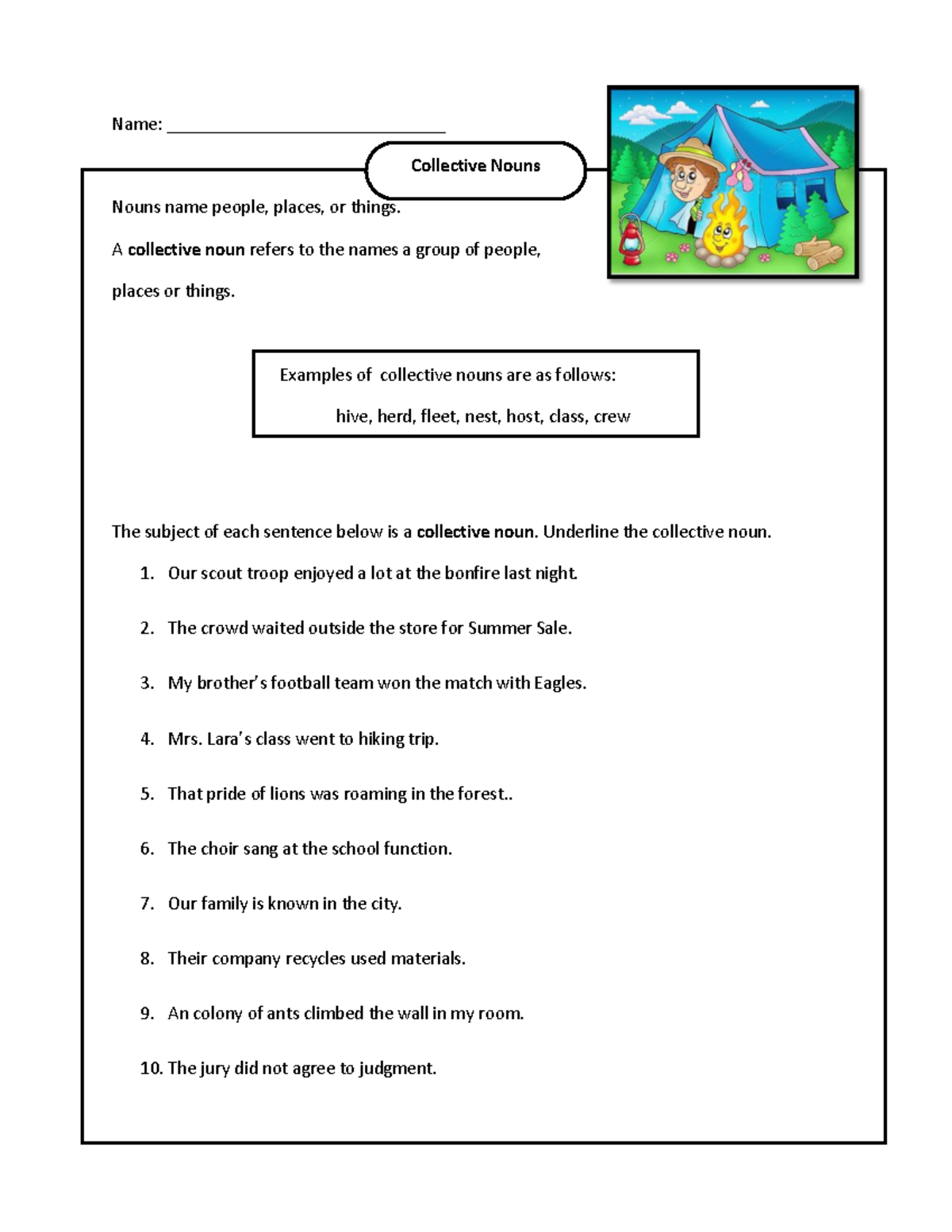 English -Noun - Nouns name people, places, or things. A collective noun ...