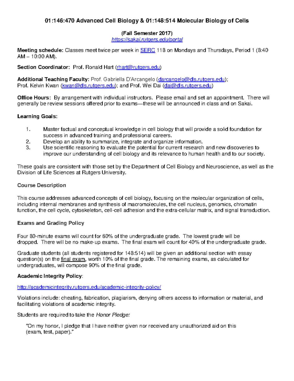 146 470 Fall 2017 Syllabus - 01:146: 470 Advanced Cell Biology & 01:148 ...