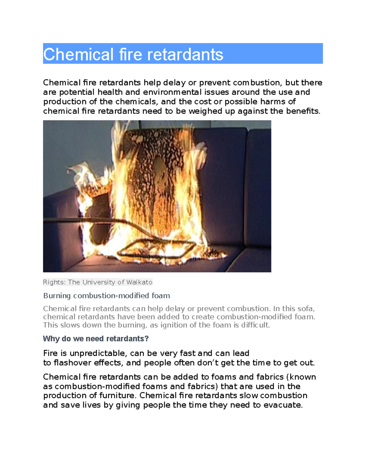 Chemical fire retardants - Rights: The University of Waikato Burning ...