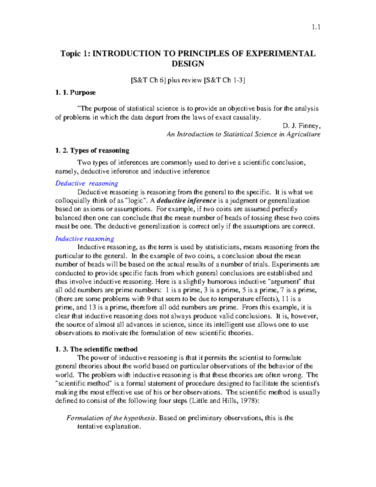 L1 Exp Design - Topic 1: INTRODUCTION TO PRINCIPLES OF EXPERIMENTAL ...