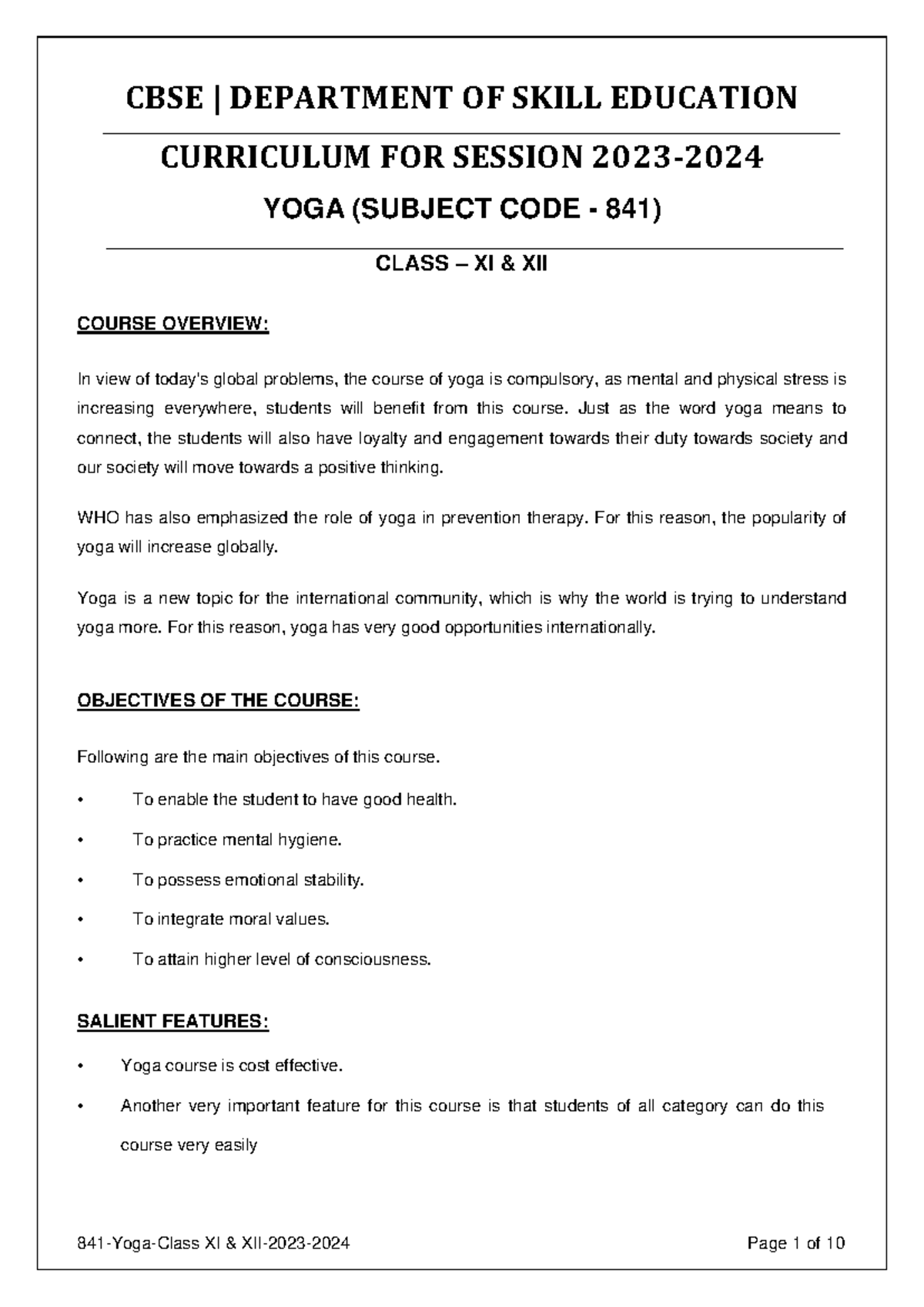 841-YOGA - Yoga class 11 - CBSE | DEPARTMENT OF SKILL EDUCATION ...