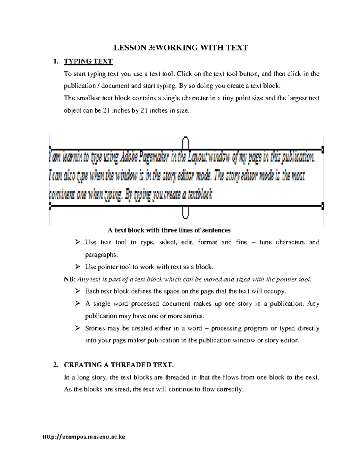 Working WITH TEXT - Substantial lecture notes - LESSON 3:WORKING WITH ...