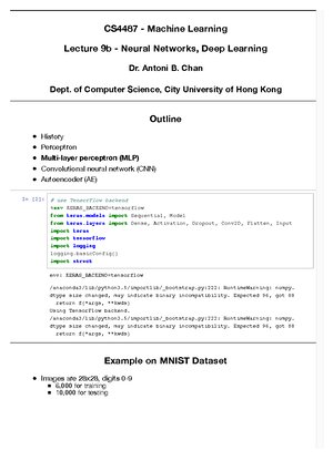 Lecture 10b - CS4487 - Machine Learning Lecture 10a - Deep Learning 2 ...