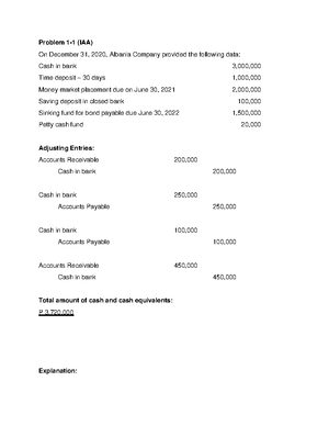 Sample Problem Part 1 Journal Entry - Sample Problem Jose Masipag, a ...