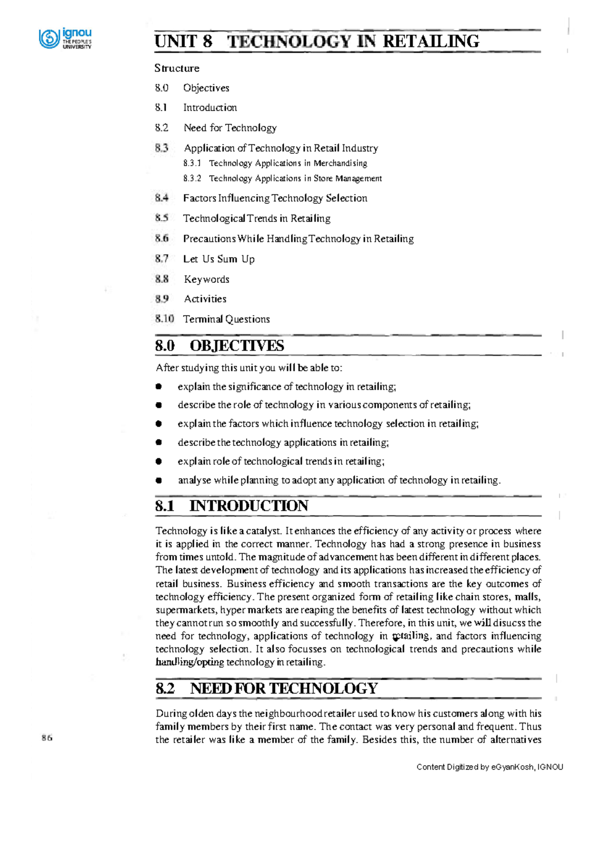 Unit-8.pdf technology in retailing ; needs and application of modern ...