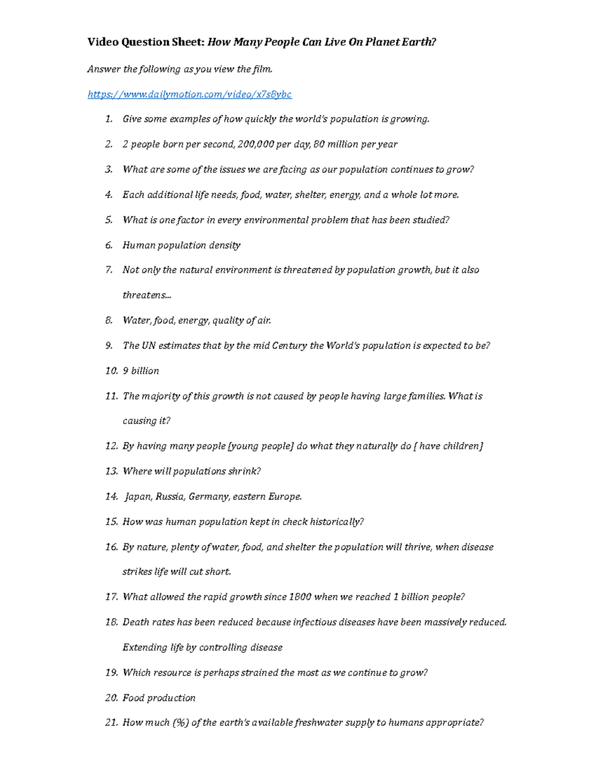 How Many People Can Live on Planet Earth - Video questions - Video ...