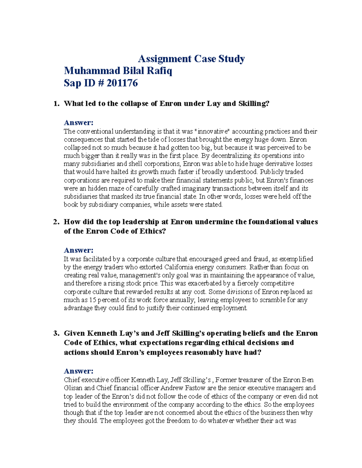 Assignment Case Study - Assignment Case Study Muhammad Bilal Rafiq Sap ...