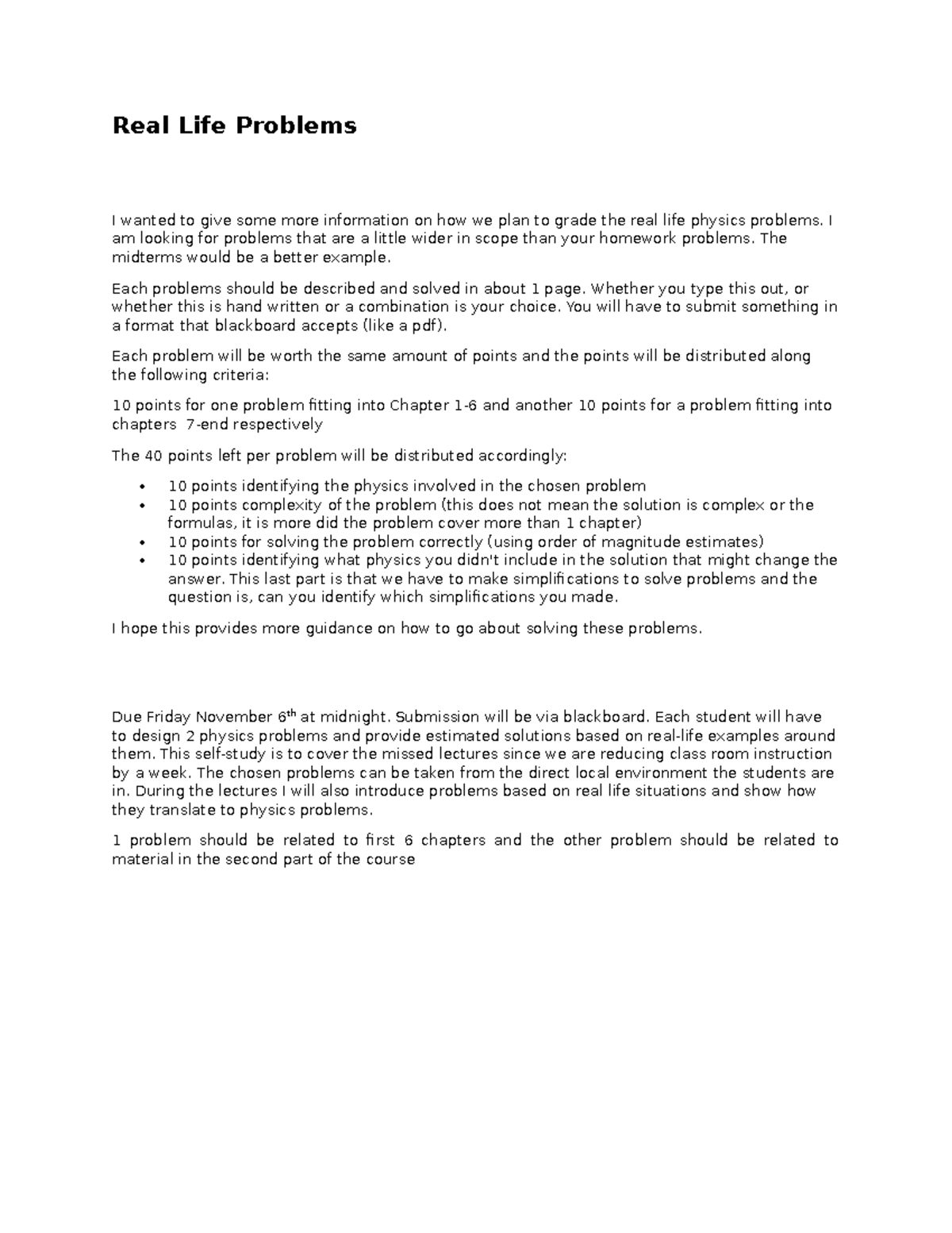 Real Life Physics Problems PHYS107 - Real Life Problems I wanted to ...