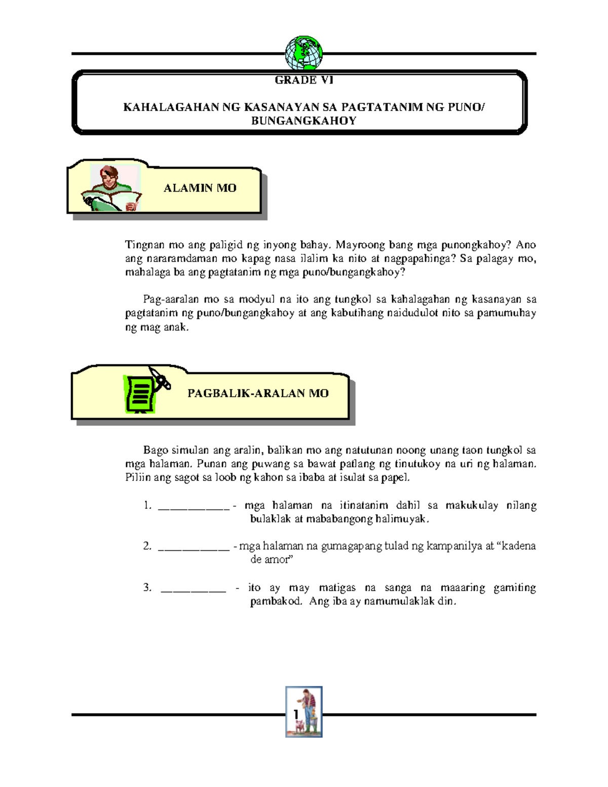 01.Kahalagahan ng Kasanayan sa Pagtatanim ng Puno - GRADE VI ...