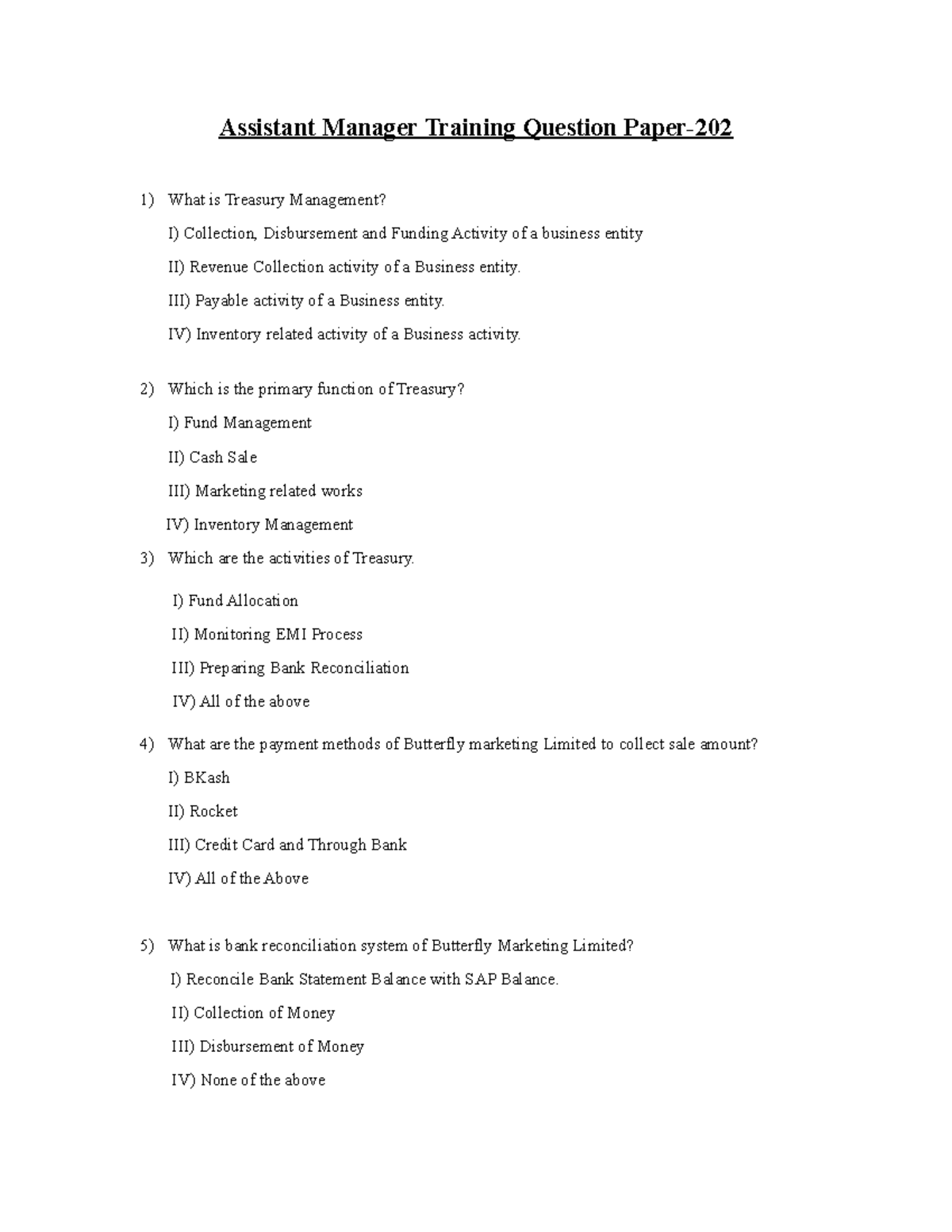Question Paper for Financial Accounting - Assistant Manager Training ...
