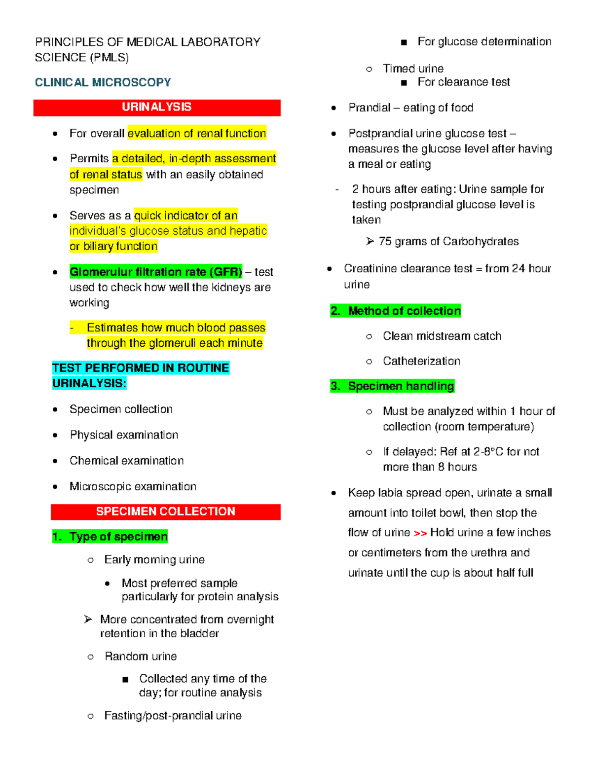 PMLS Clinical - PMLS 1ST SEM - PRINCIPLES OF MEDICAL LABORATORY SCIENCE ...