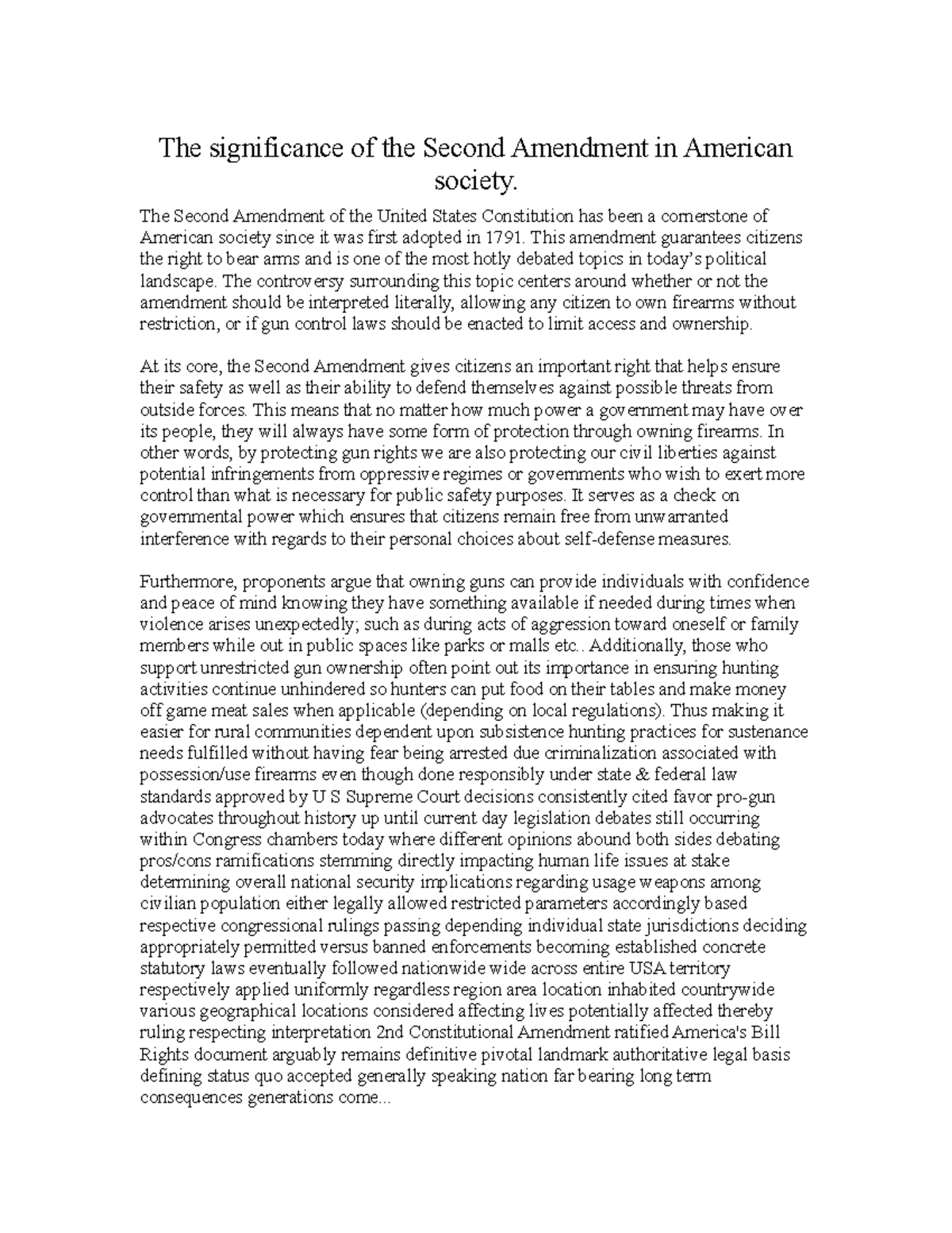 The significance of the Second - The Second Amendment of the United ...
