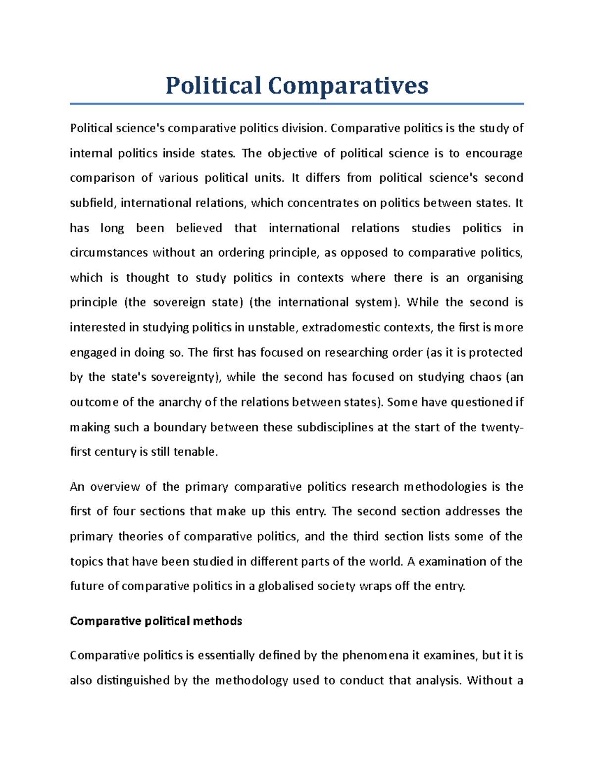 Political Comparatives - Political Comparatives Political science's ...