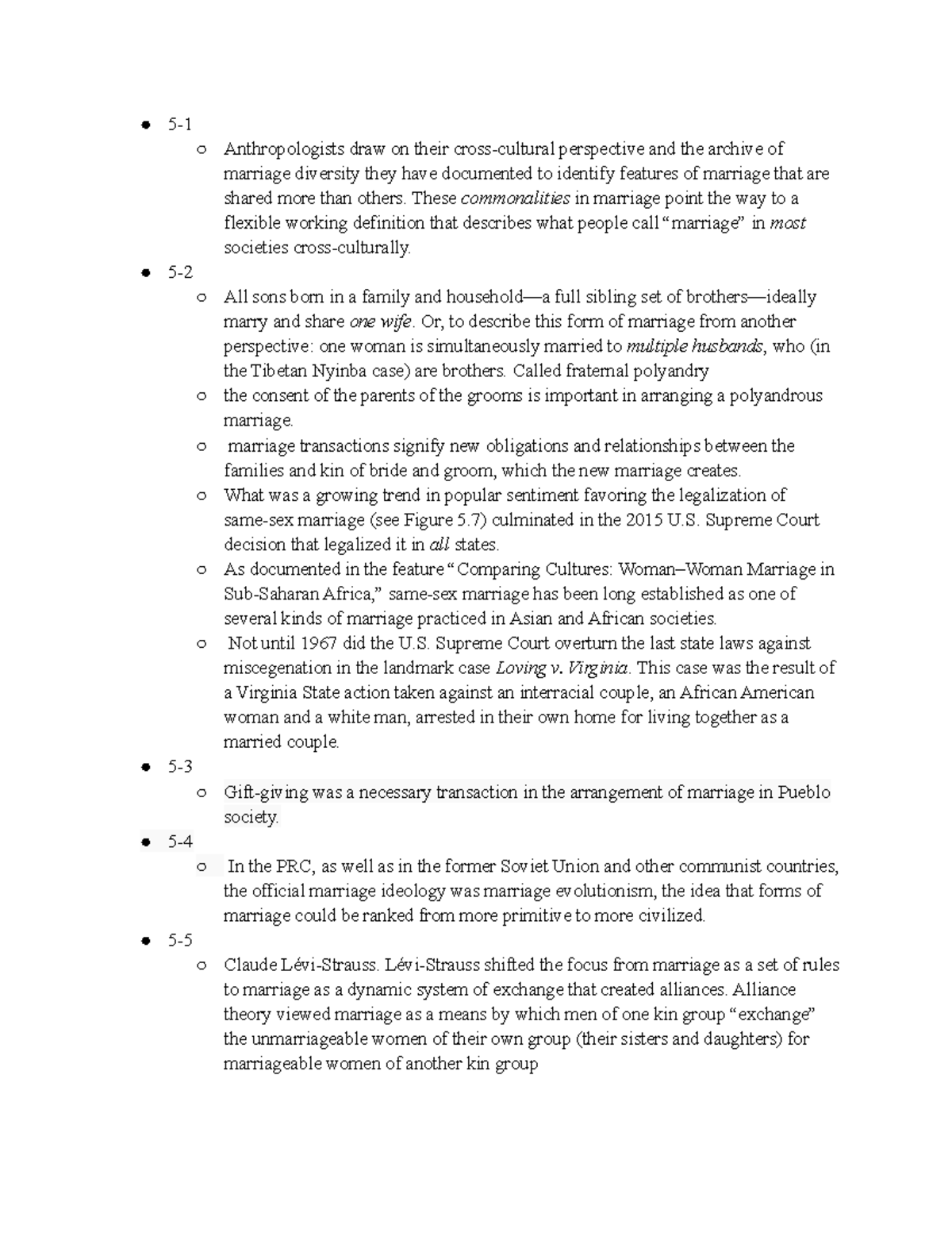 Chapter 5 Notes - 5- Anthropologists draw on their cross-cultural ...