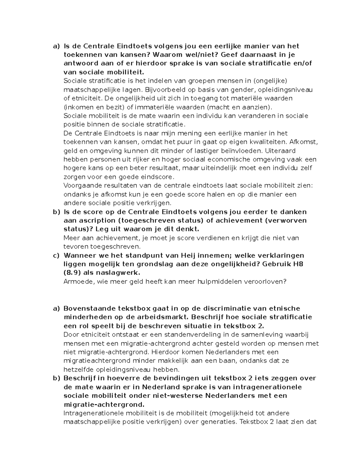 Werkgroep 5 inleiding sociologie - a) Is de Centrale Eindtoets volgens ...