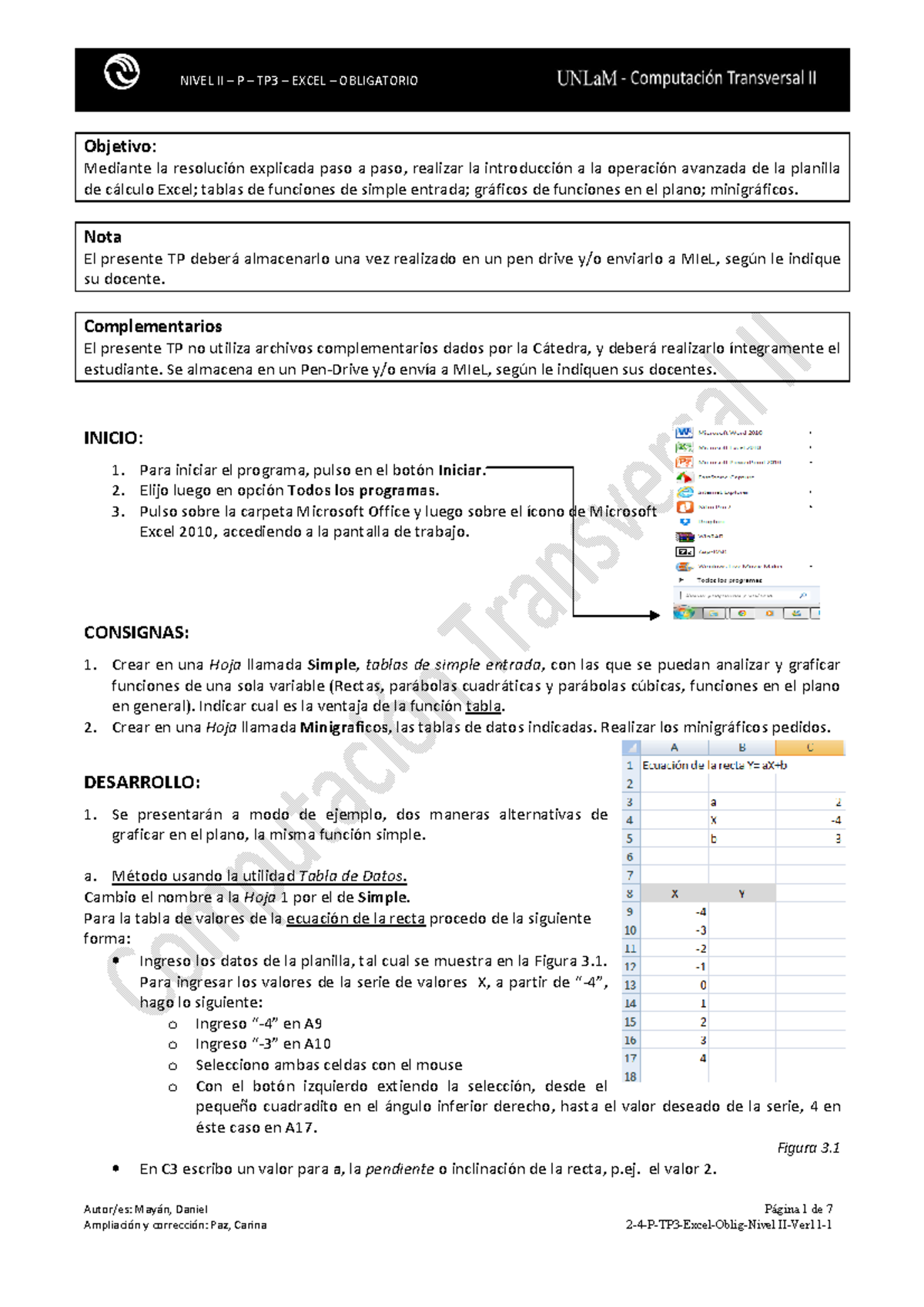 2 4 P TP3 Excel Oblig Nivel II Ver11 1 - NIVEL II – P – TP3 – EXCEL – Autor/es: Mayán, Daniel ...