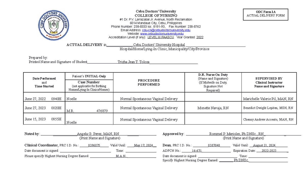 PRC Forms(new starting 2012 ) - COLLEGE OF NURSING #1 Dr. P. Larrazabal ...