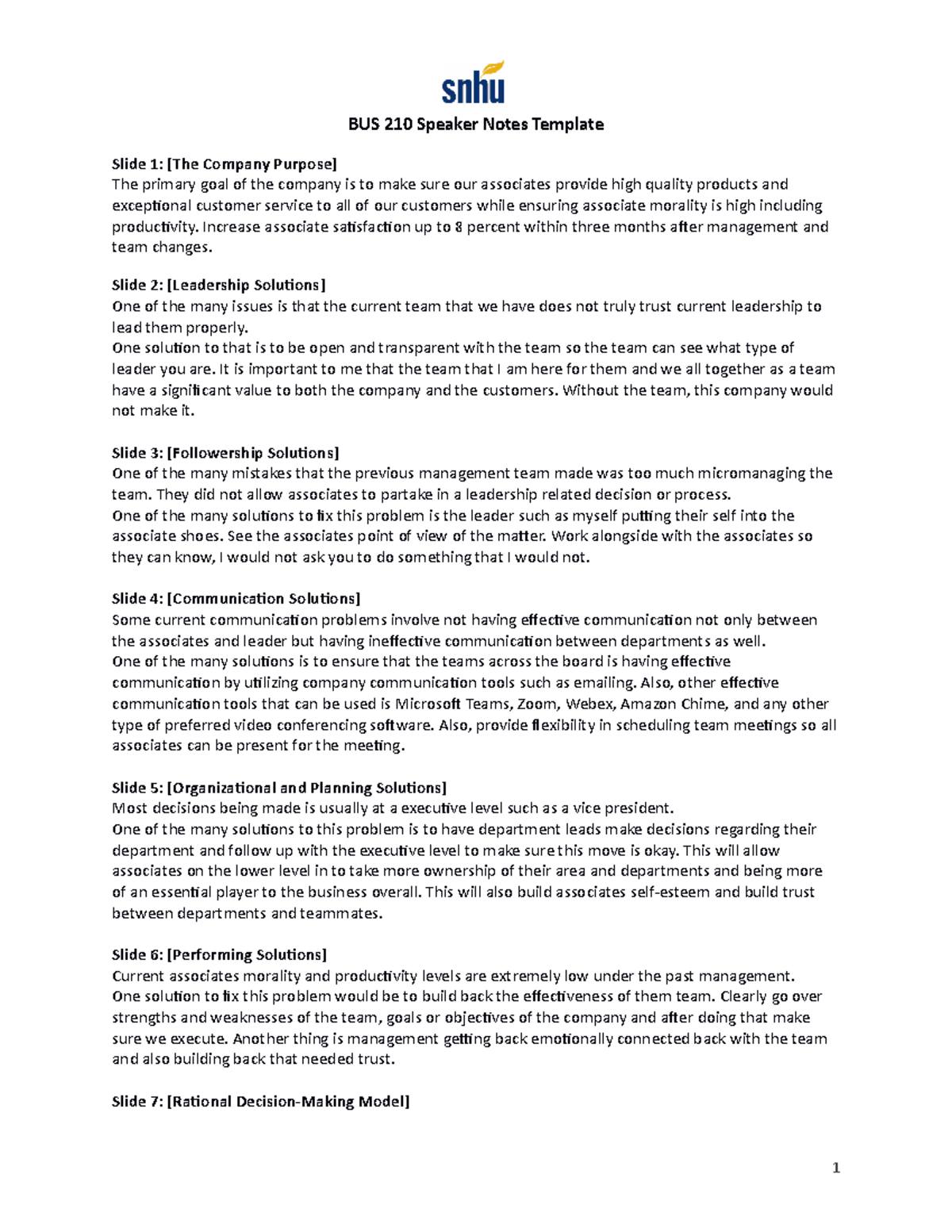BUS 210 Speaker Notes Template document - BUS 210 Speaker Notes ...