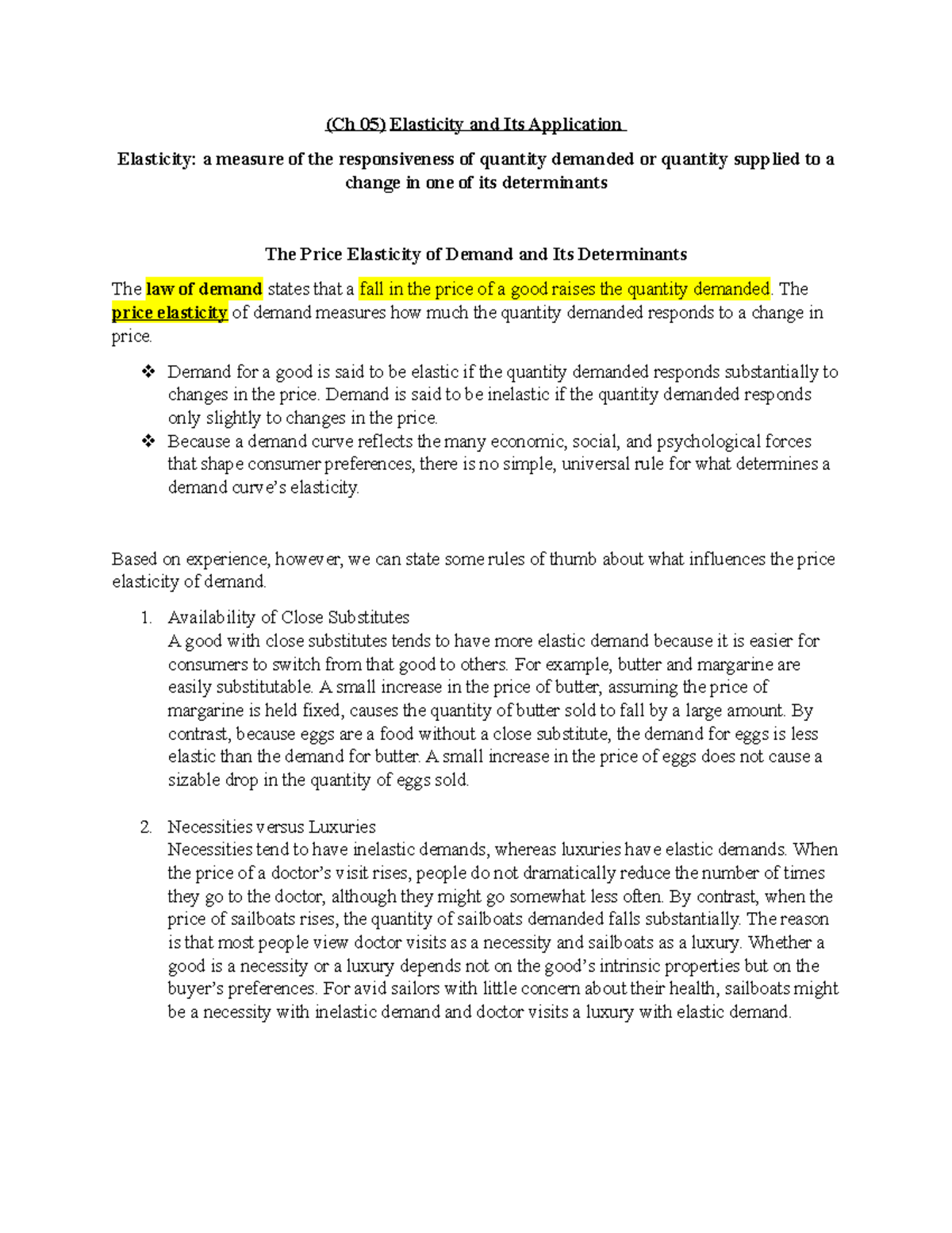 Notes Ch 05 Elasticity And Its Application Ch 05 Elasticity And Its Application Elasticity