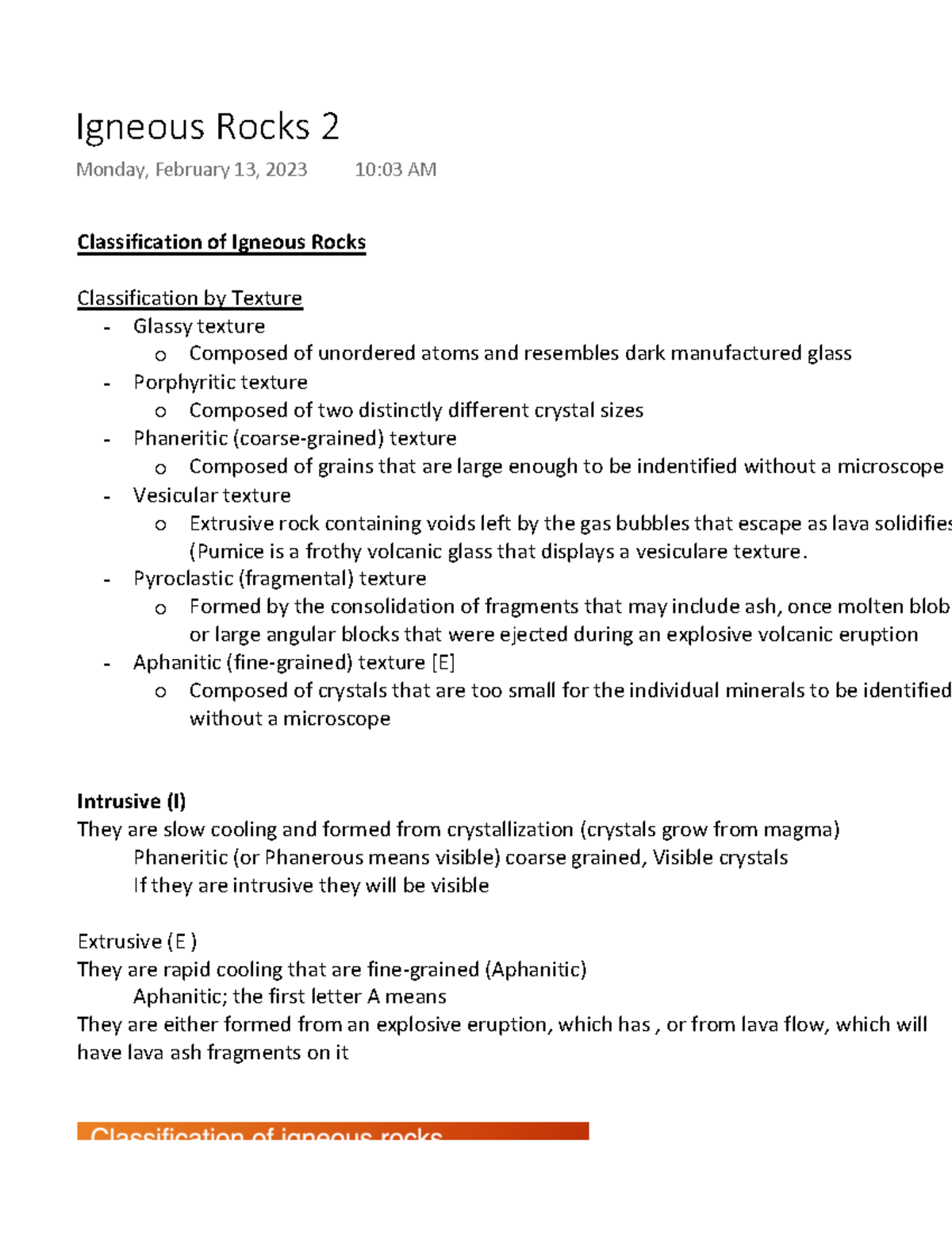 Igneous Rocks 2 - Classification of Igneous Rocks Classification by ...