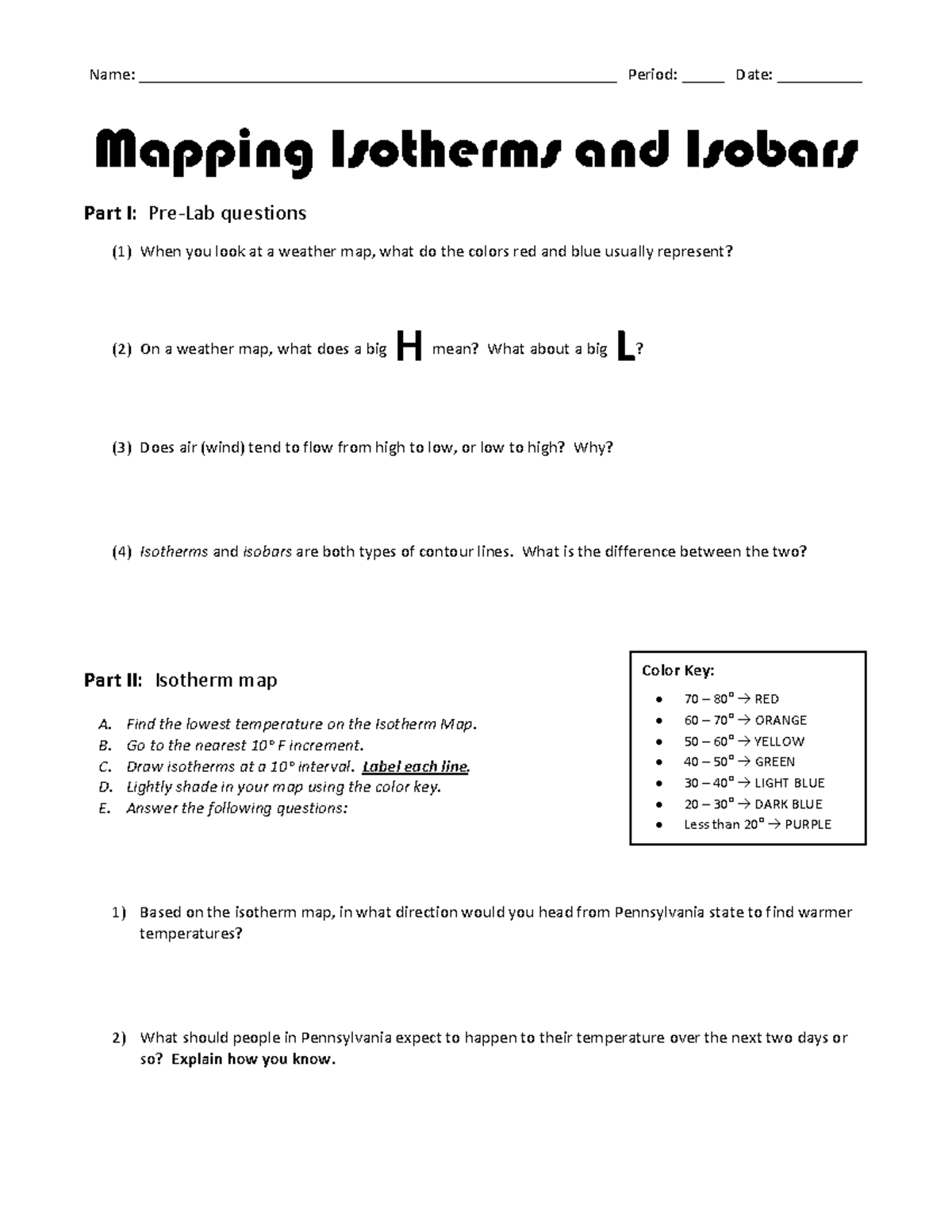 12 - Mapping Isotherms and Isobars (11) - Name: - Studocu