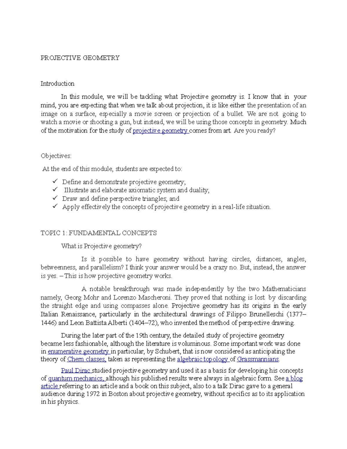 Projective-geometry - projective geometry - PROJECTIVE GEOMETRY ...