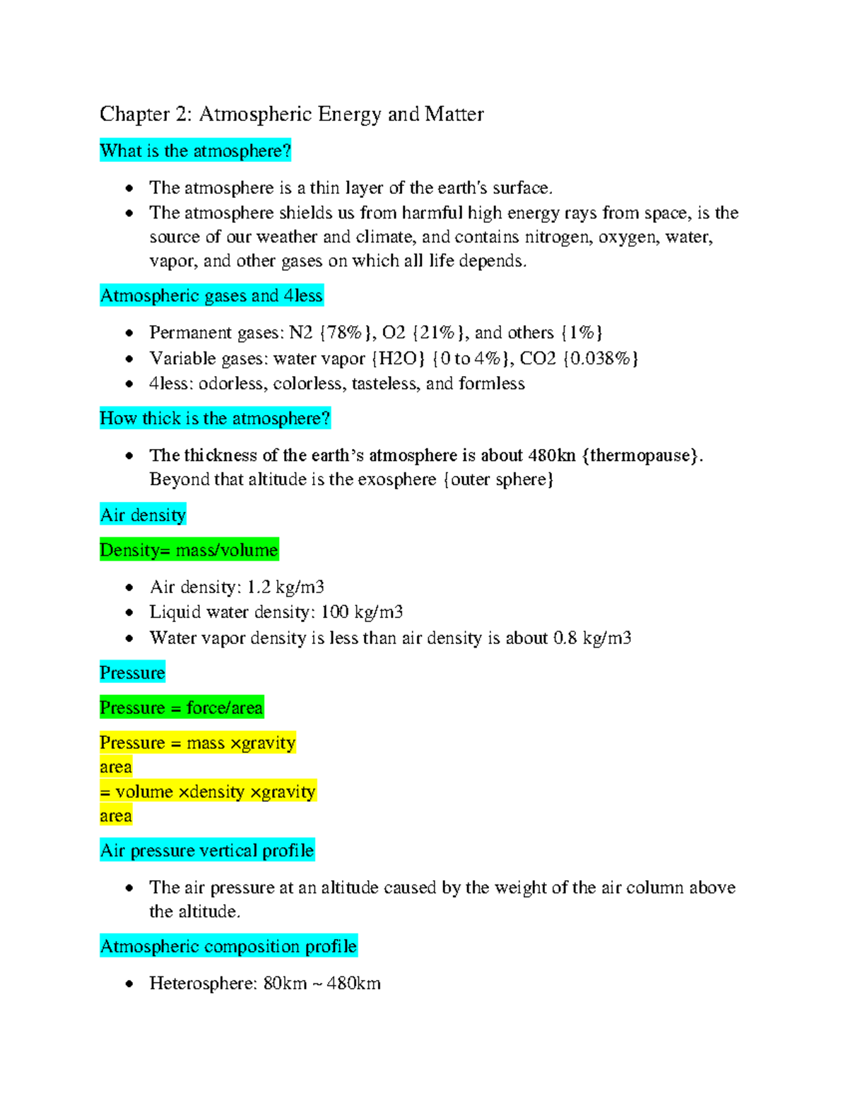 Chapter 2 atmospheric energy and matter - Chapter 2: Atmospheric Energy ...