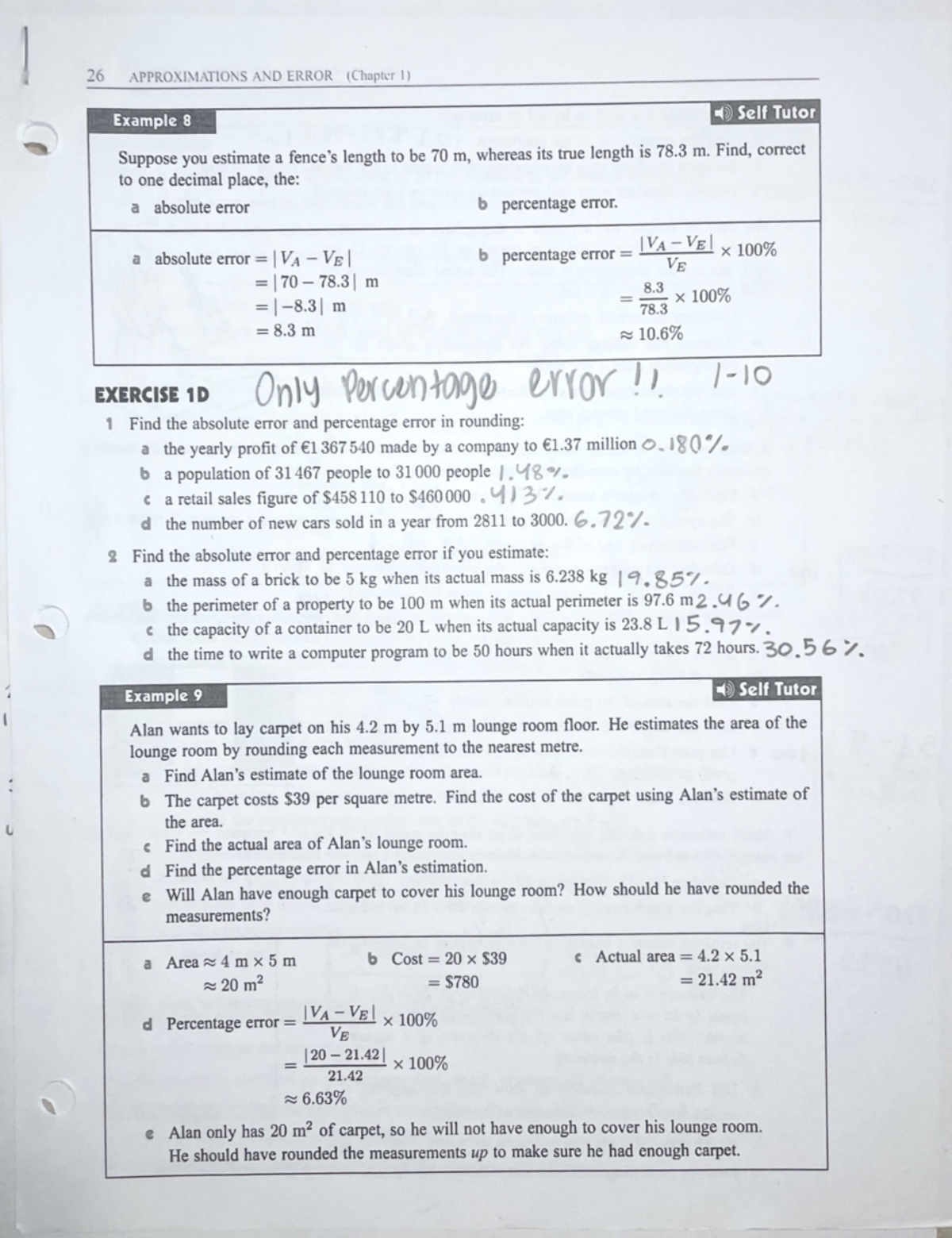 Exercise 1D Approximation and Errors - Studocu