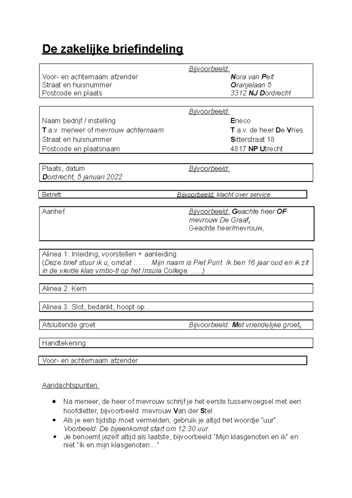 De-zakelijke-briefindeling - De zakelijke briefindeling Bijvoorbeeld ...