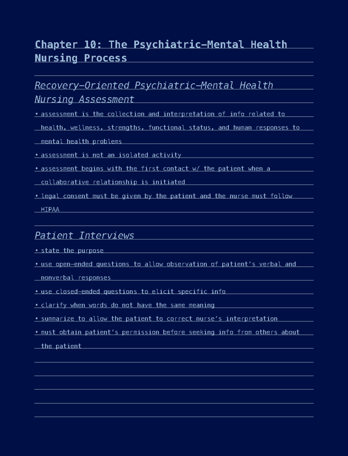 Note Feb 12, 2023 - lecture notes - Chapter 10: The Psychiatric-Mental ...