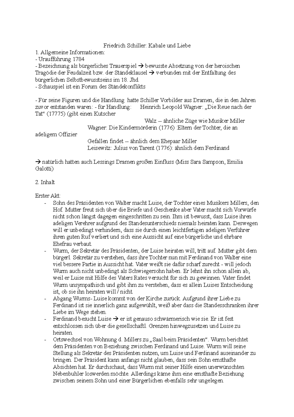 Friedrich Schiller- Kabale und Liebe - Friedrich Schiller: Kabale und ...