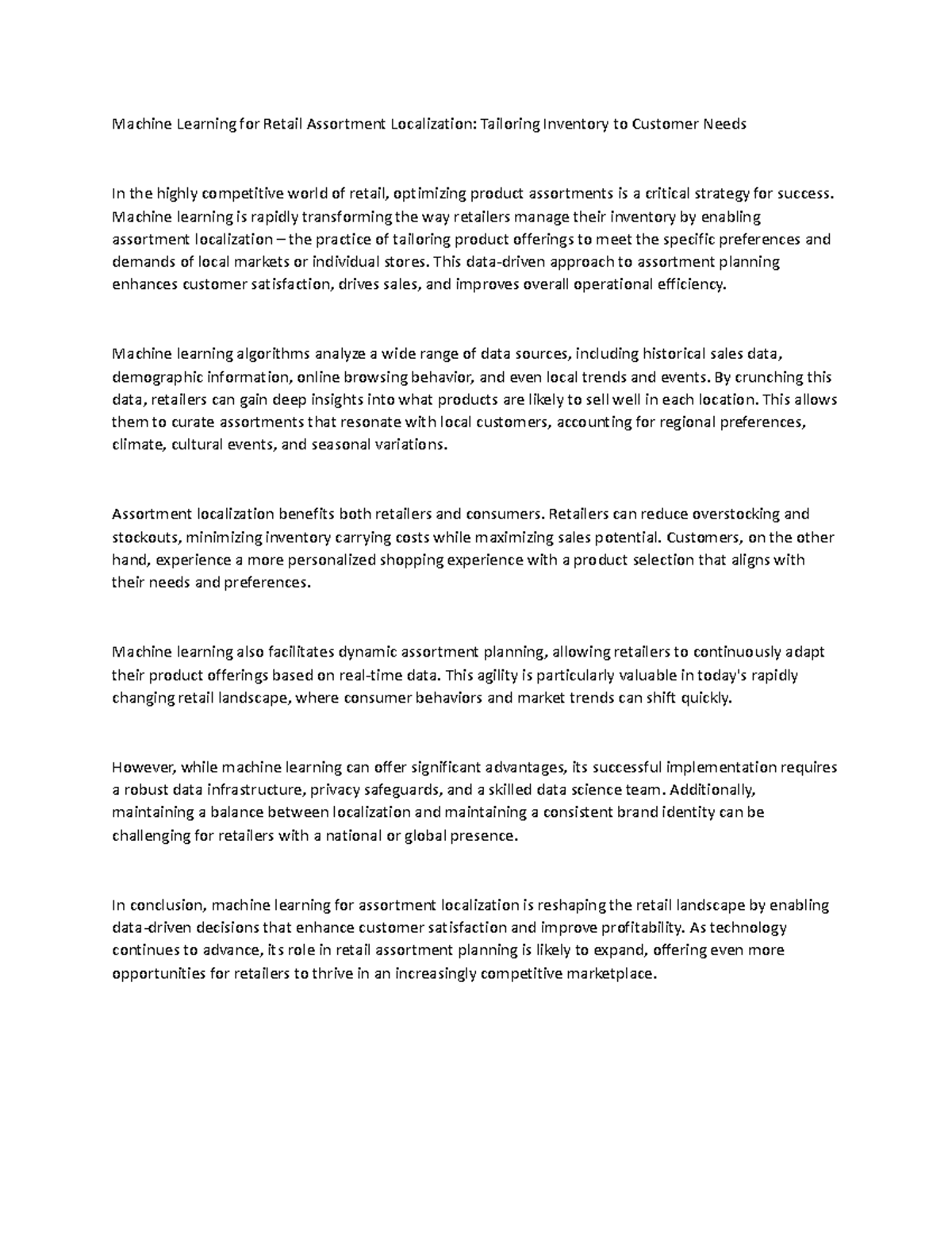 Machine Learning for Retail Assortment Localization - Machine learning ...