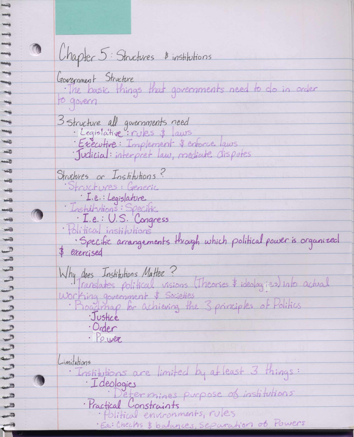 Chapter 5: Structures and institutions - POL 101 - Studocu