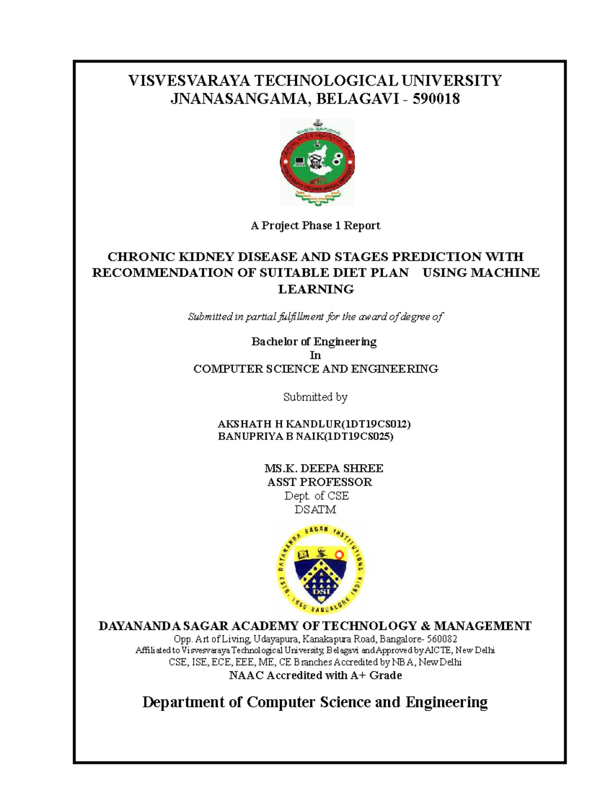 Project report updated - VISVESVARAYA TECHNOLOGICAL UNIVERSITY ...
