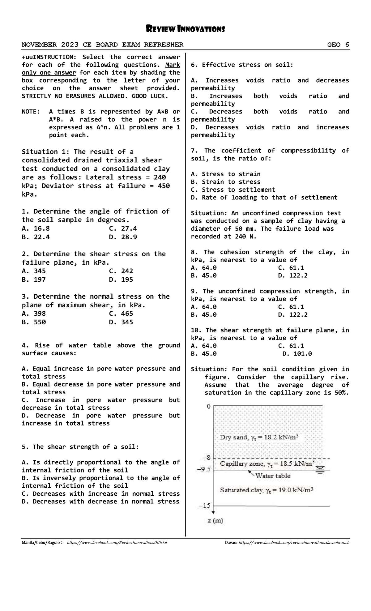 GEO 6 - Practice problem - REVIEW INNOVATIONS NOVEMBER 2023 CE BOARD ...