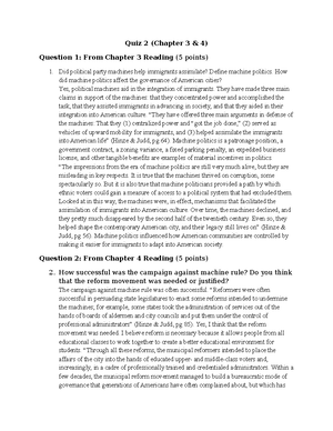 Urban Politics Quiz 1 - Essay answers from the book. - Quiz 1 Chapter 1 ...