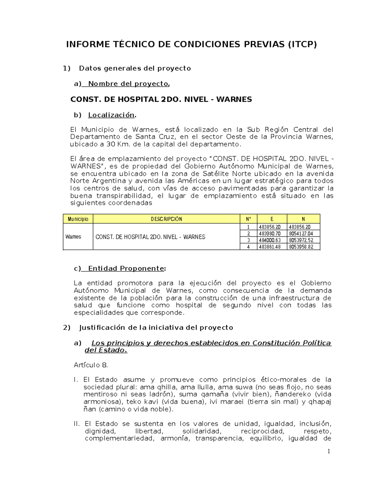 3. ITCP hospital de 2do nivel (Corregido) - INFORME TÉCNICO DE ...