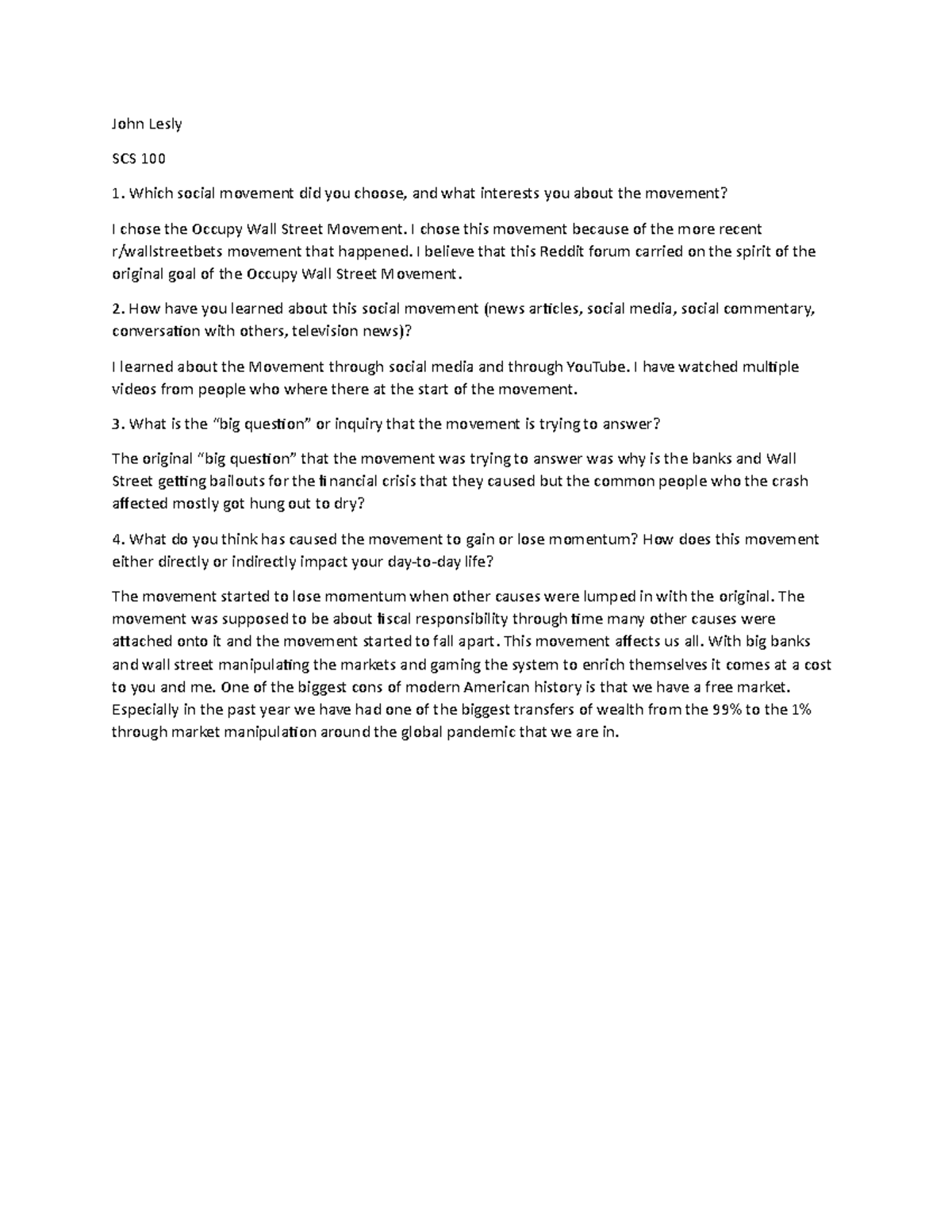 Module Seven Journal Reflection - John Lesly SCS 100 Which social ...