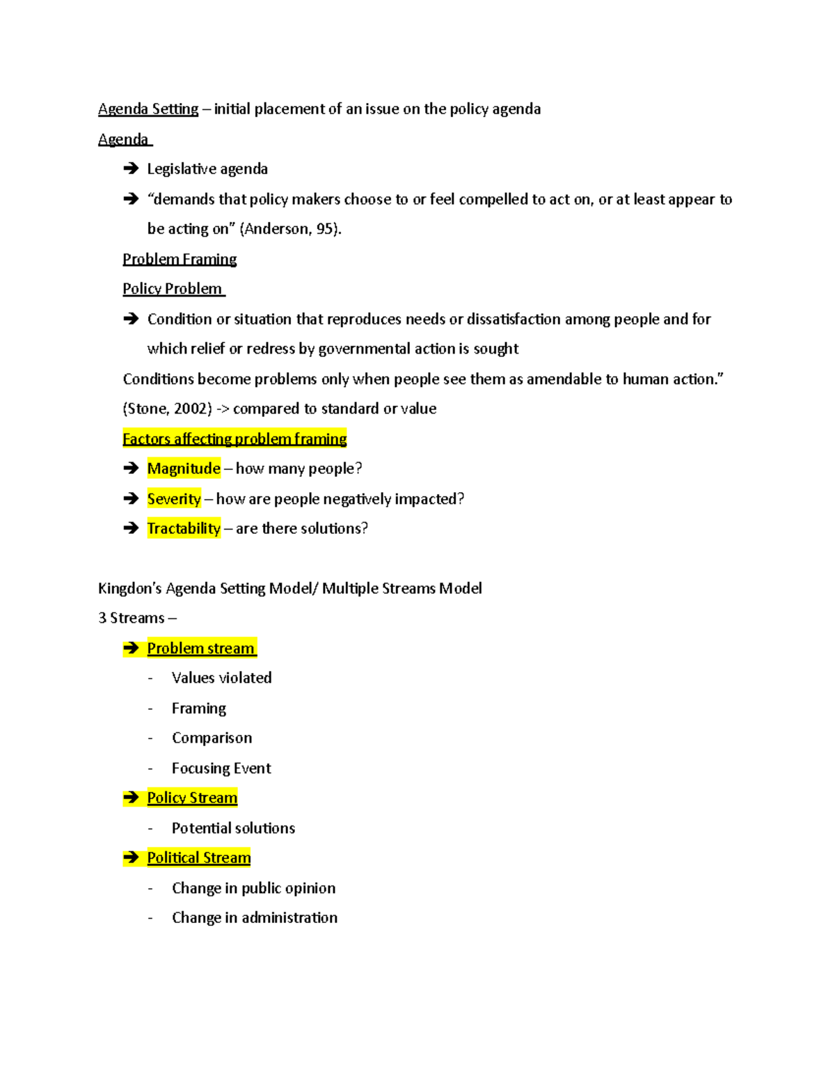Agenda Setting 9:7 - Agenda Setting – initial placement of an issue on ...