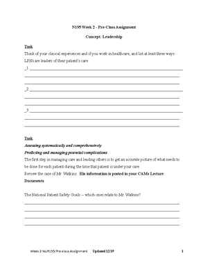 Pre-Class Assignment - nur 160 - Studocu