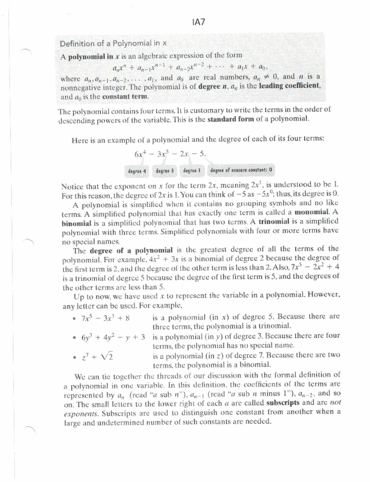 IA7 1 - Notes on how to do the problems along with example problems ...
