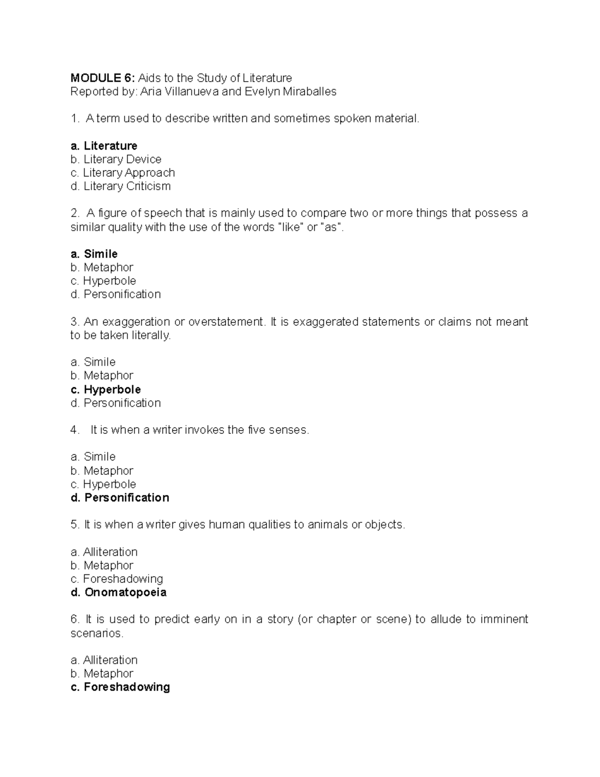 Module-6-Questionnaire - MODULE 6: Aids to the Study of Literature ...