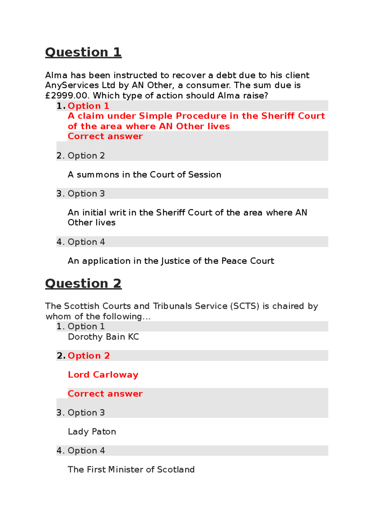 LS1025 Formative practice MCT 2023 answers and notes - Question 1 Alma ...