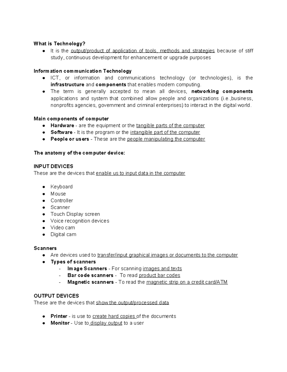 Module 2 Overview of the ICT - What is Technology? It is the output ...