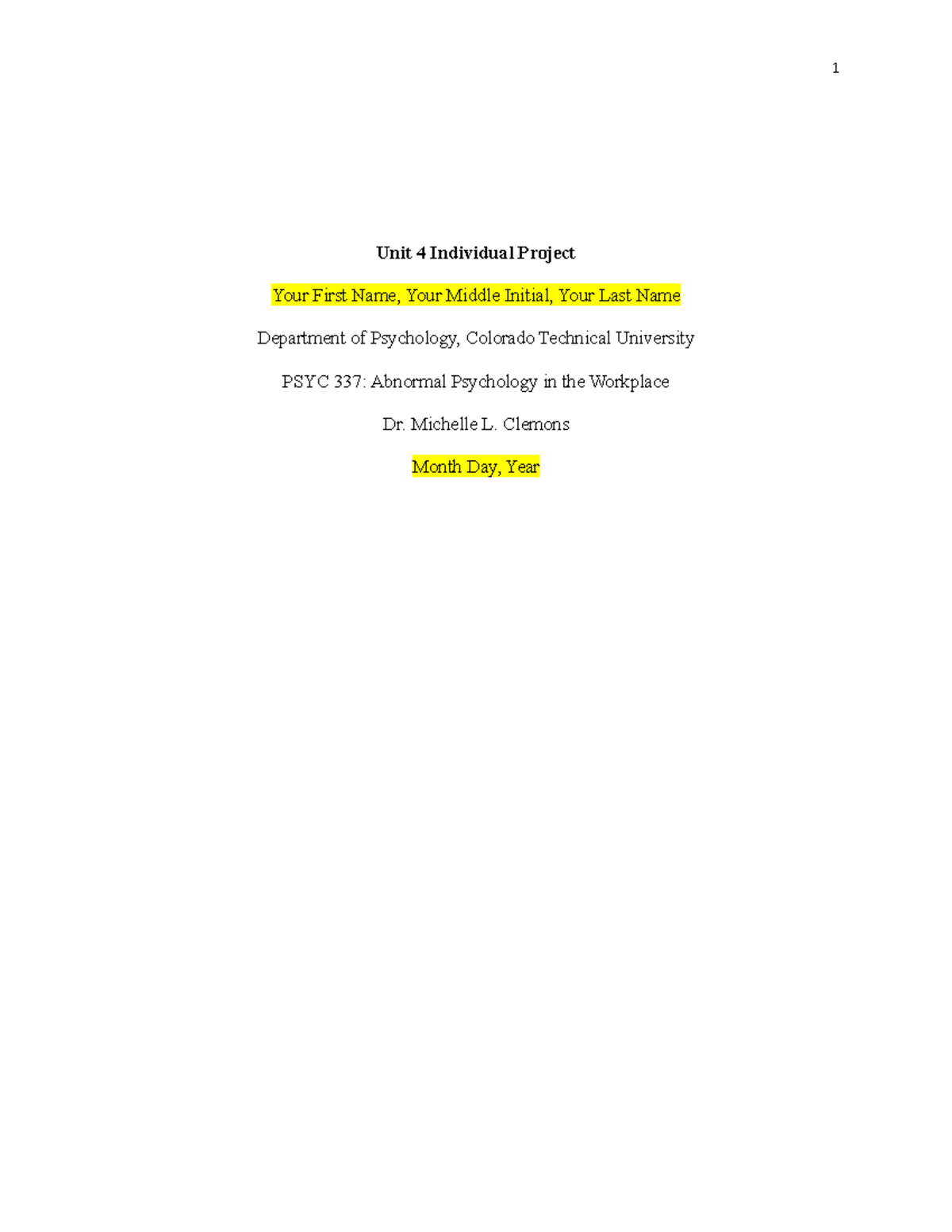 IP4 Abnormal Sample CTU - 1 Unit 4 Individual Project Your First Name ...