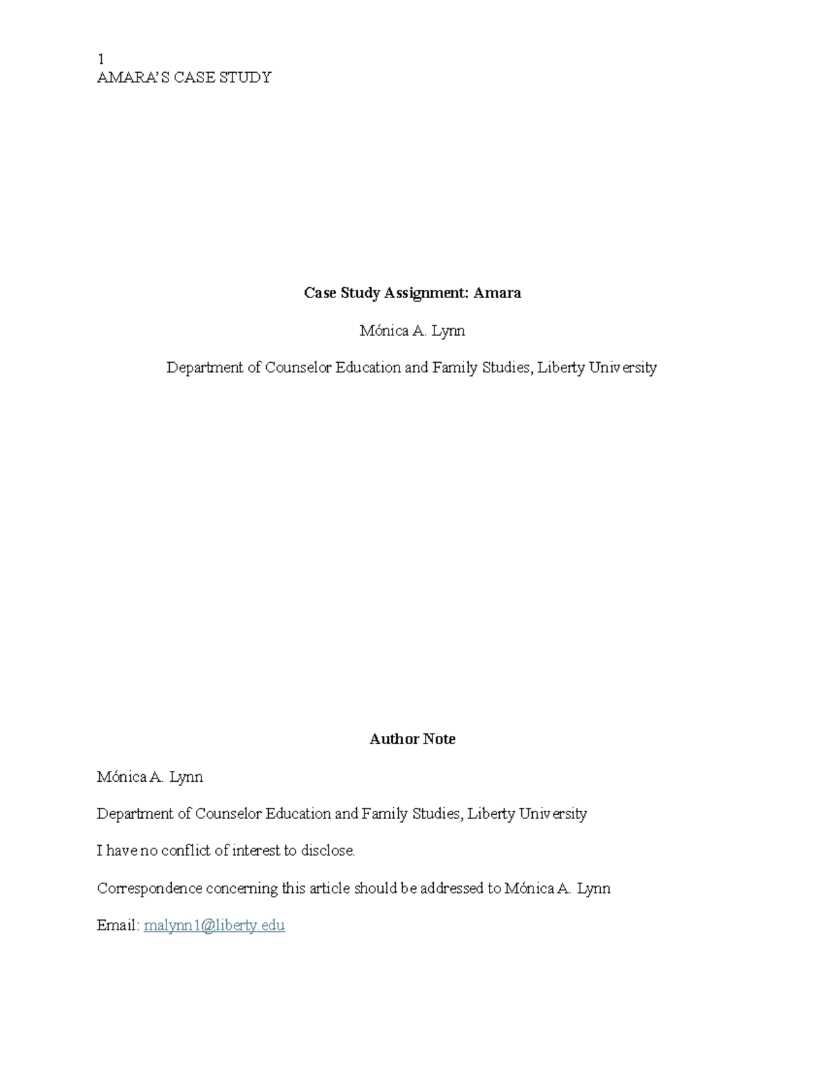 Case Study Assignment - Amara - AMARA’S CASE STUDY Case Study ...